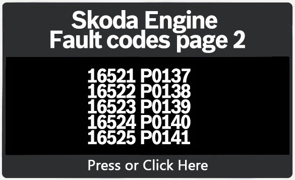Skoda engine and vehicle fault codes
